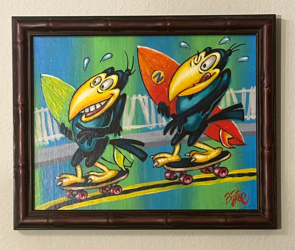 Dogtown Magpies Original Acrylic Painting – BigToe Art