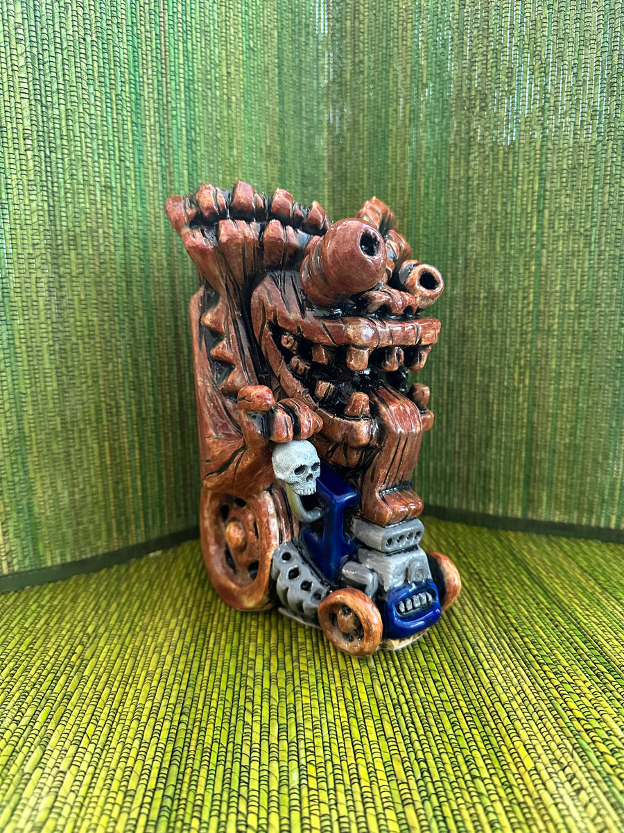 Tiki Fink Deluxe tiki mug: Green with Brown Tires – BigToe Art