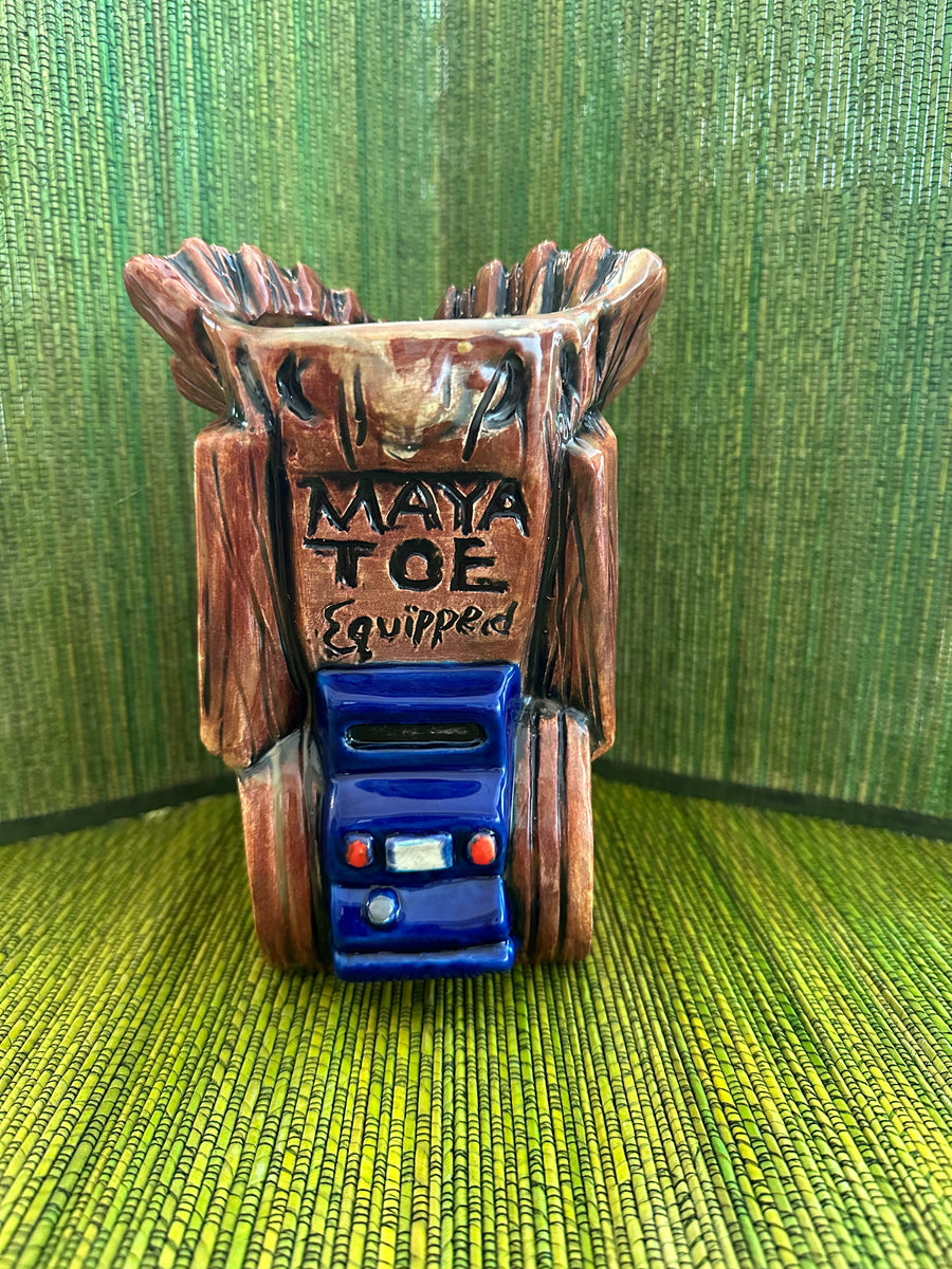 Tiki Fink Deluxe tiki mug: Green with Brown Tires – BigToe Art