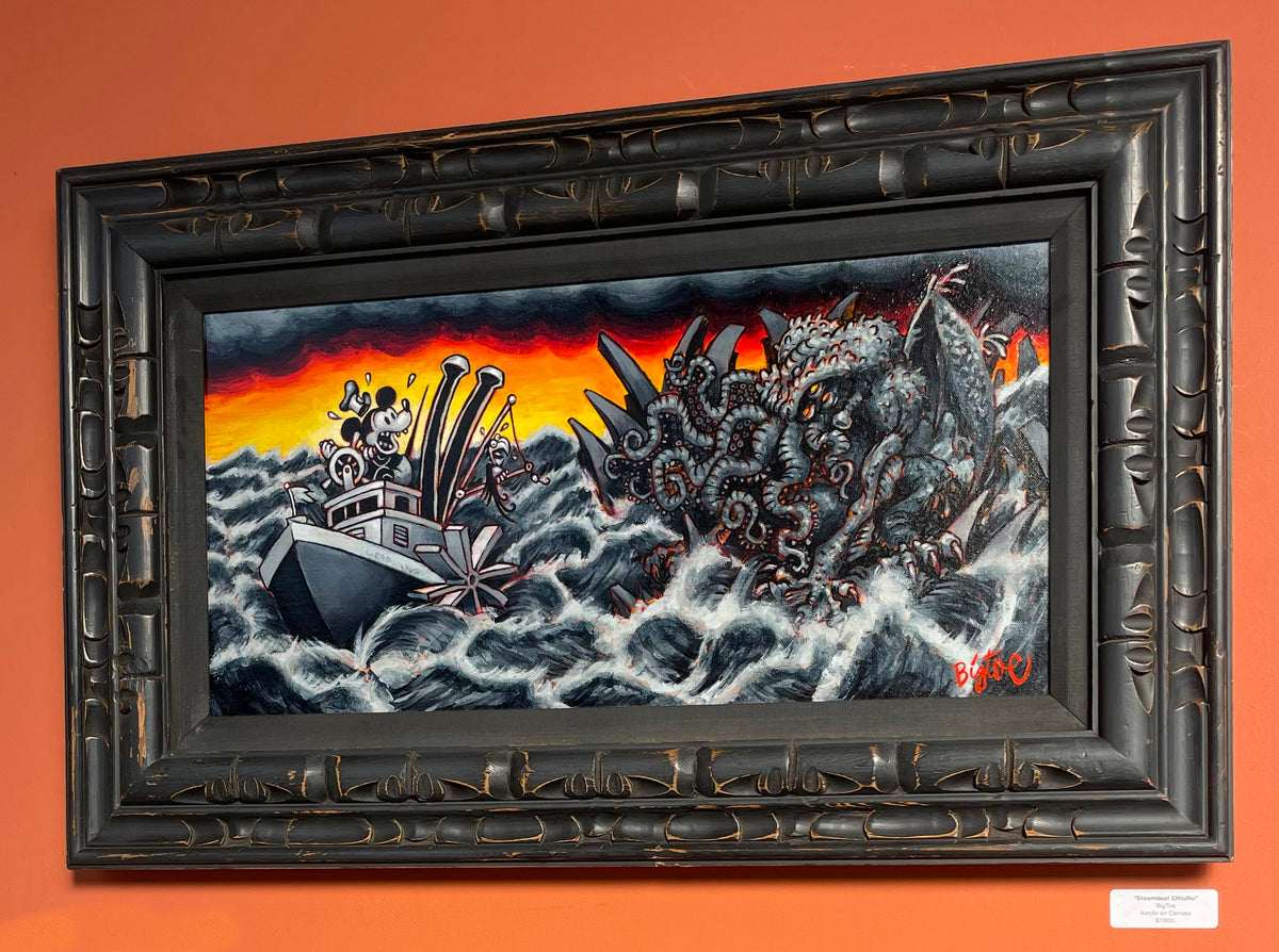 SOLD-Steamboat Cthulhu Original Acrylic Painting in Custom Frame ...